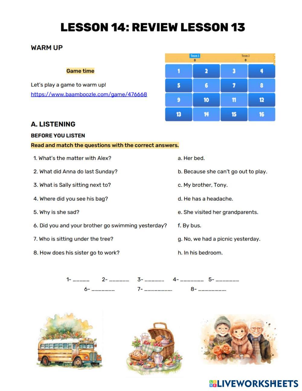 MOVERS - LESSON… | Free Interactive Worksheets | 7749052