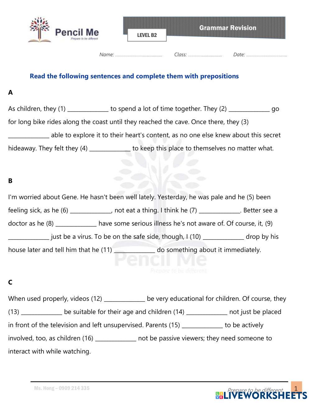 UOE_B2_U7 Grammar Revision_Modal verbs | Live Worksheets
