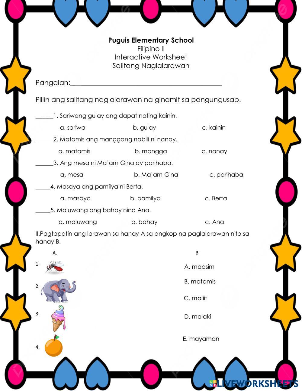 Filipino II | Free Interactive Worksheets | 7749841