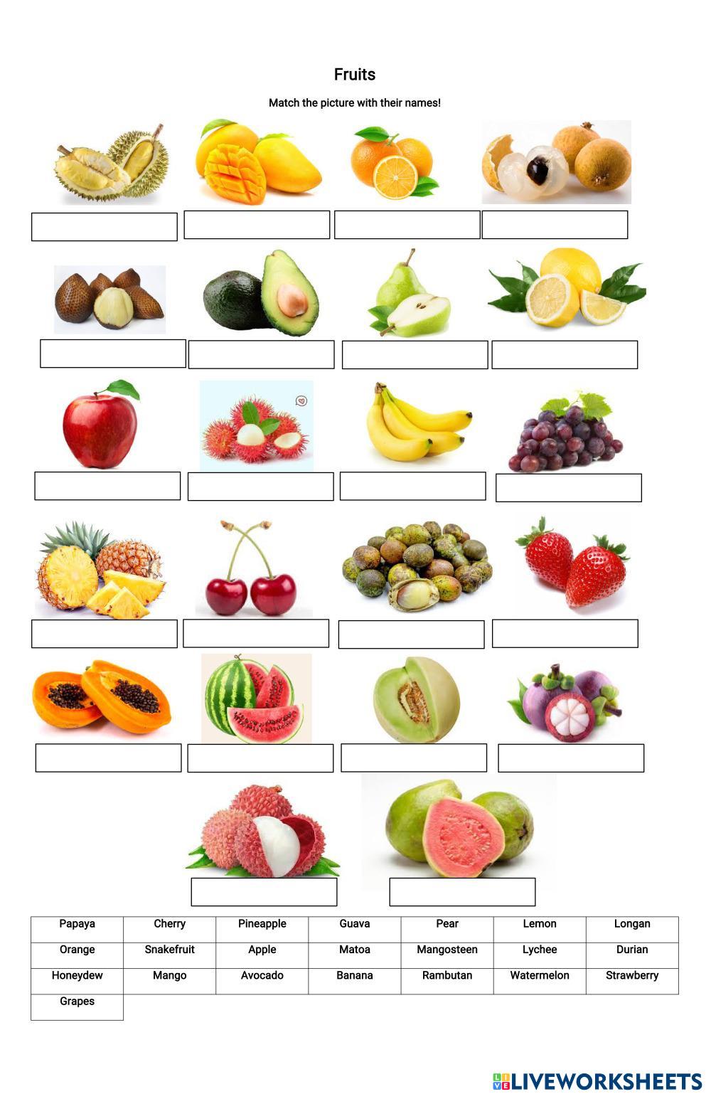 7751125 | Fruits | Muhammad Rizali | LiveWorksheets