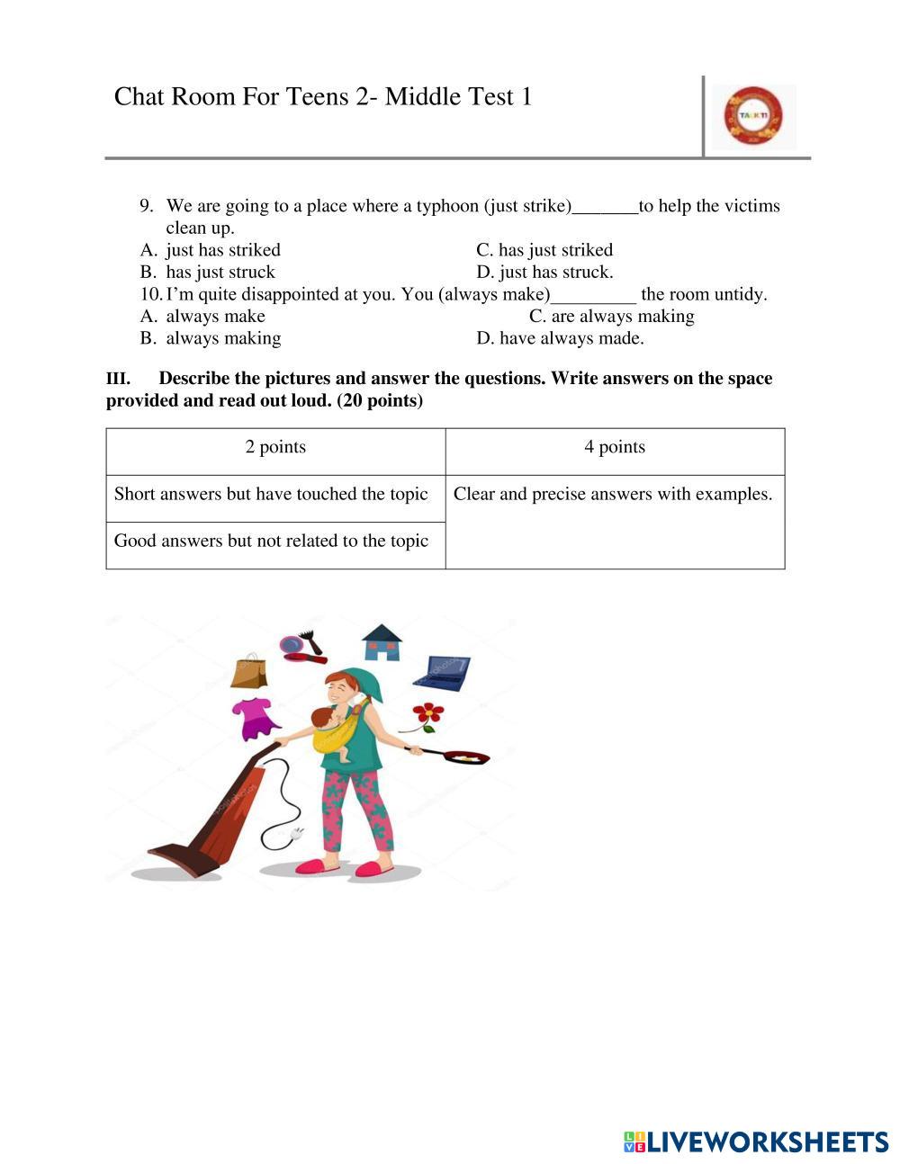 Chat room for t… | Free Interactive Worksheets | 7751309