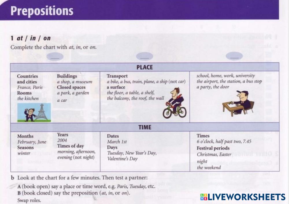 NEF3 2B prepositions | Live Worksheets