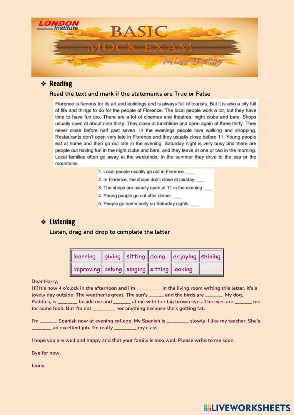 BASIC - mock ex… | Free Interactive Worksheets | 7752171