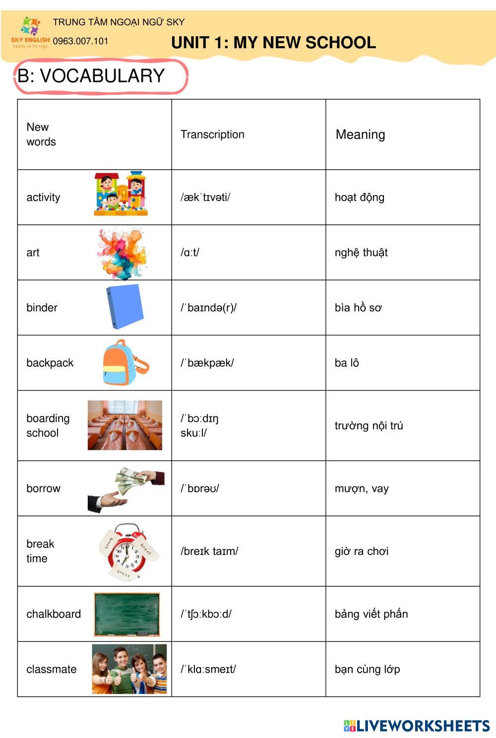 GRADE 6 - UNIT 1 - VOCAB CHECKING PRONUNCIATION 7753580