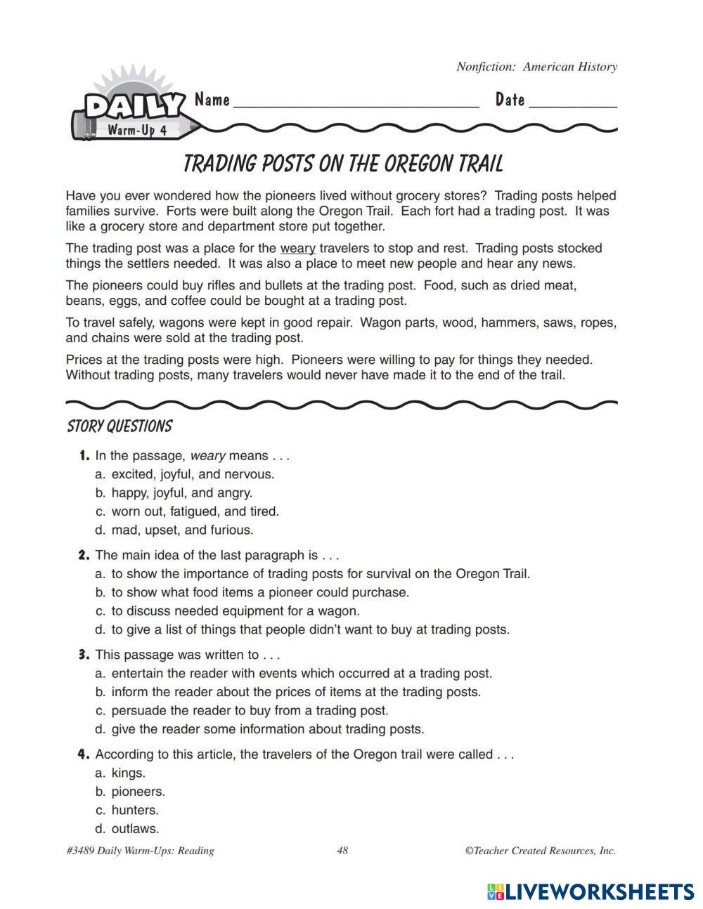 Daily 3 - Ameri… | Free Interactive Worksheets | 7753903