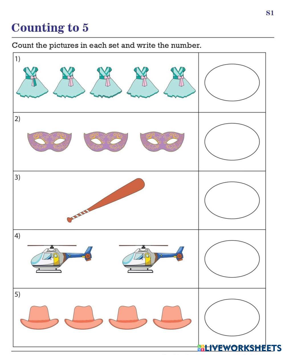 Counting to 5 | karthika Nathan | Live Worksheets