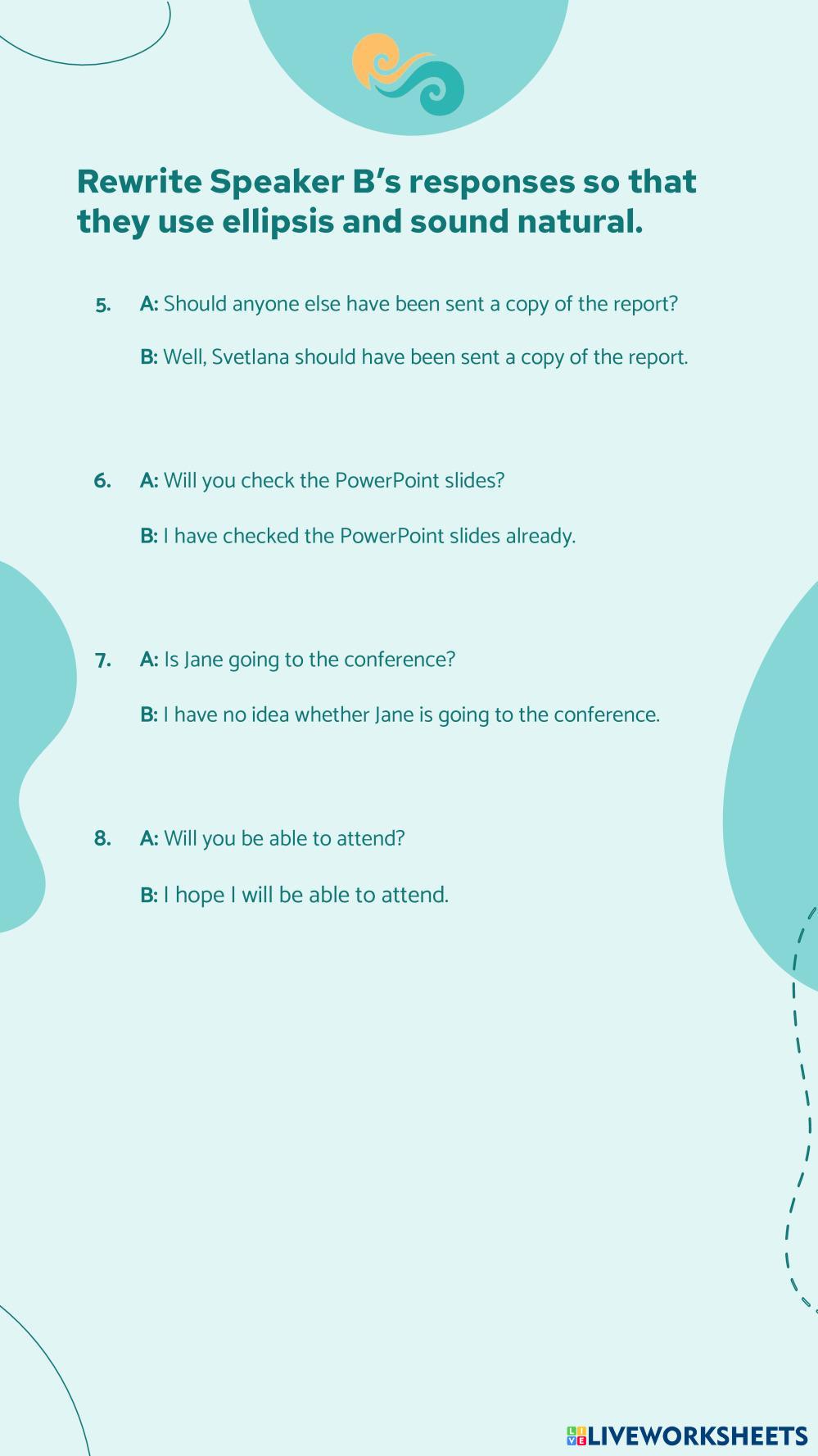 L3 | Ellipsis | Fine&Flow's language bites | Live Worksheets