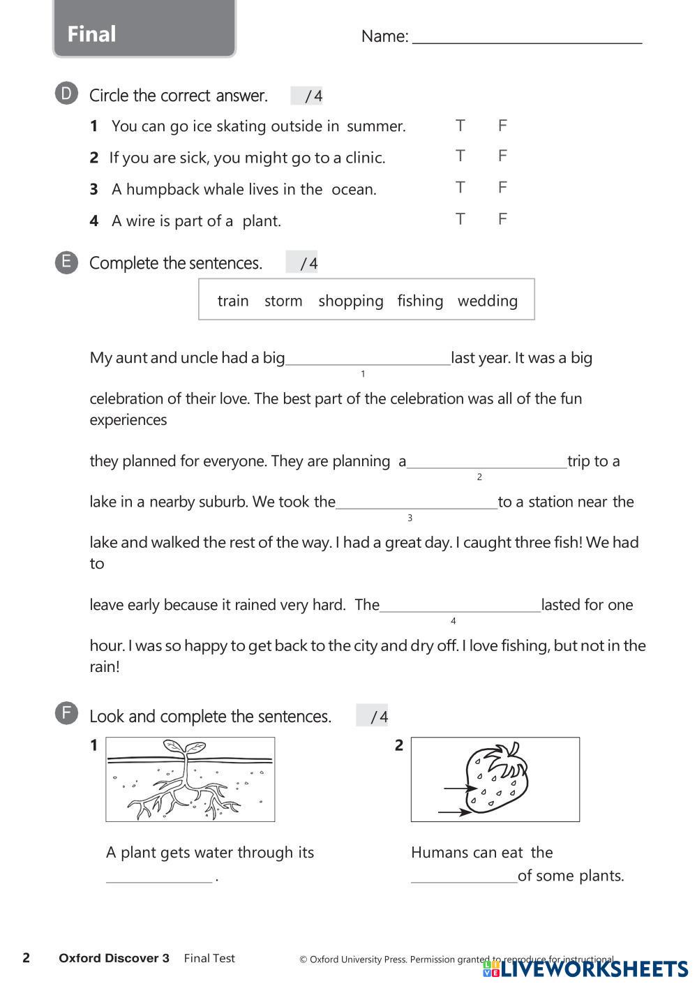 final test oxford 3 | Live Worksheets