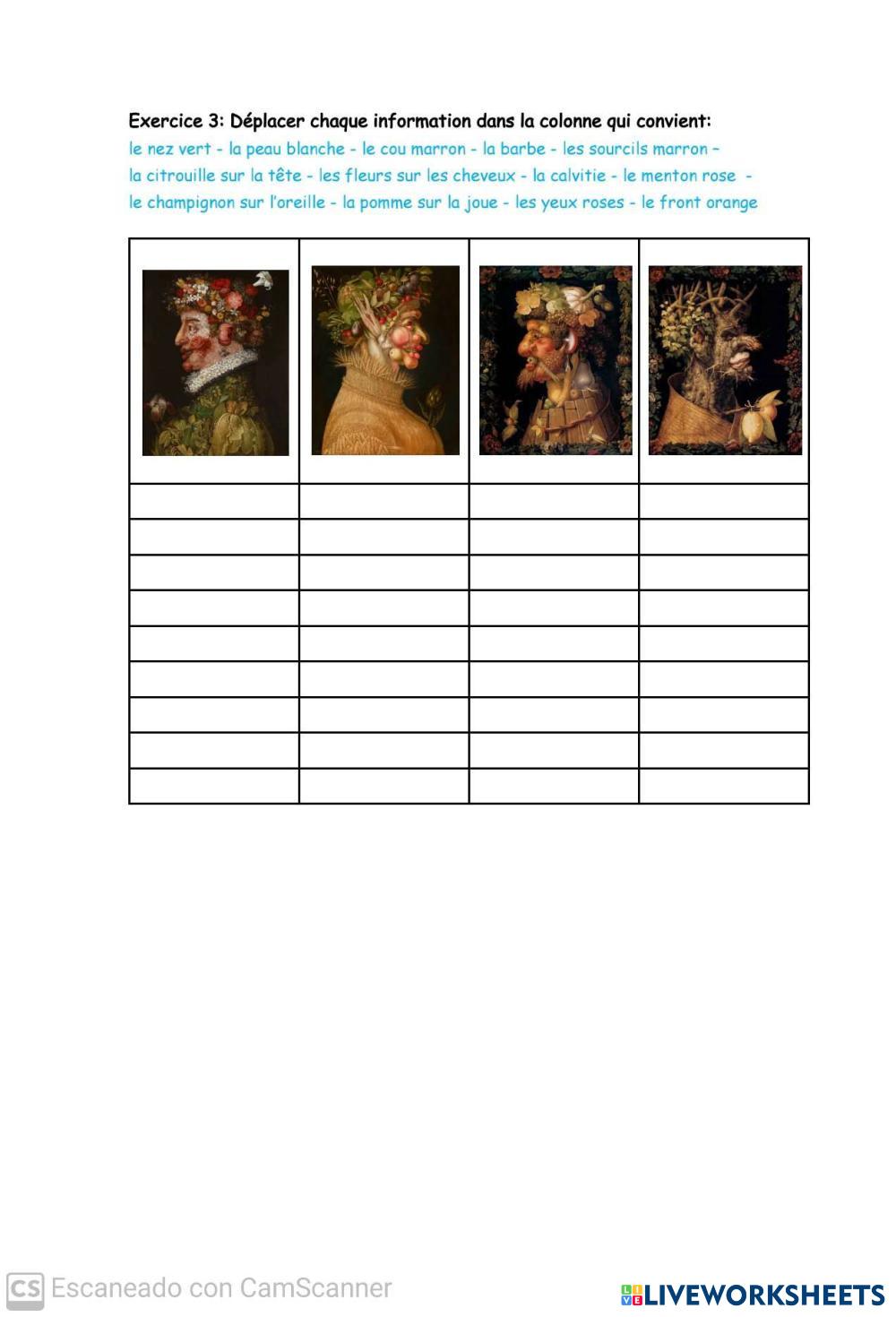 Les parties du corps (exercice 3) | Live Worksheets