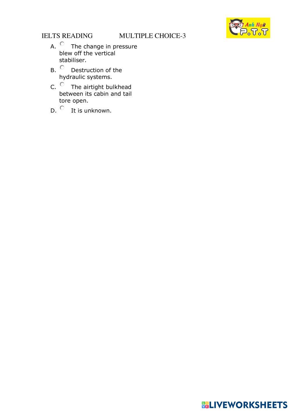 IELTS READING- MC 3 : AUGUST 1985 | Live Worksheets