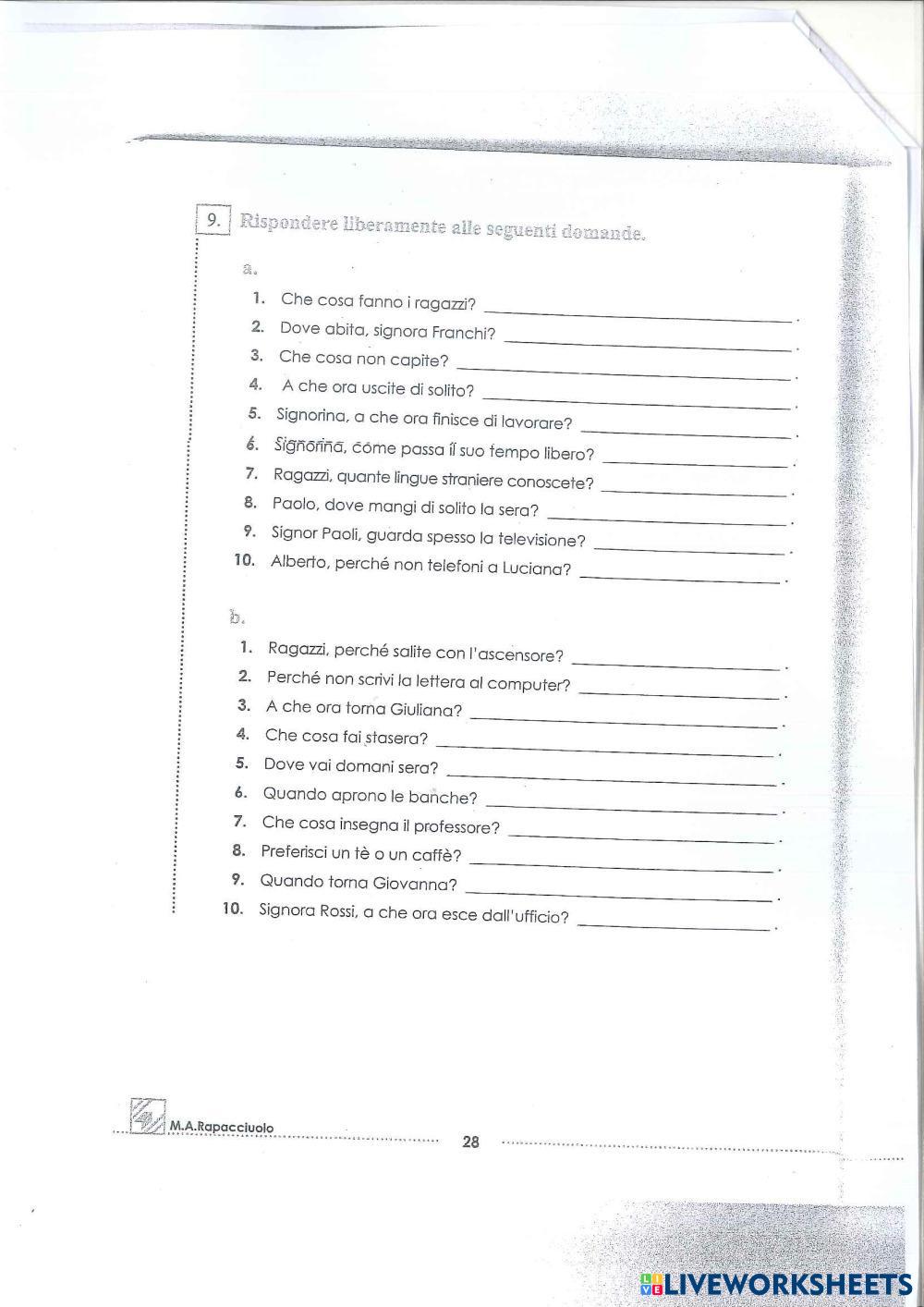 Test Italiano | Live Worksheets