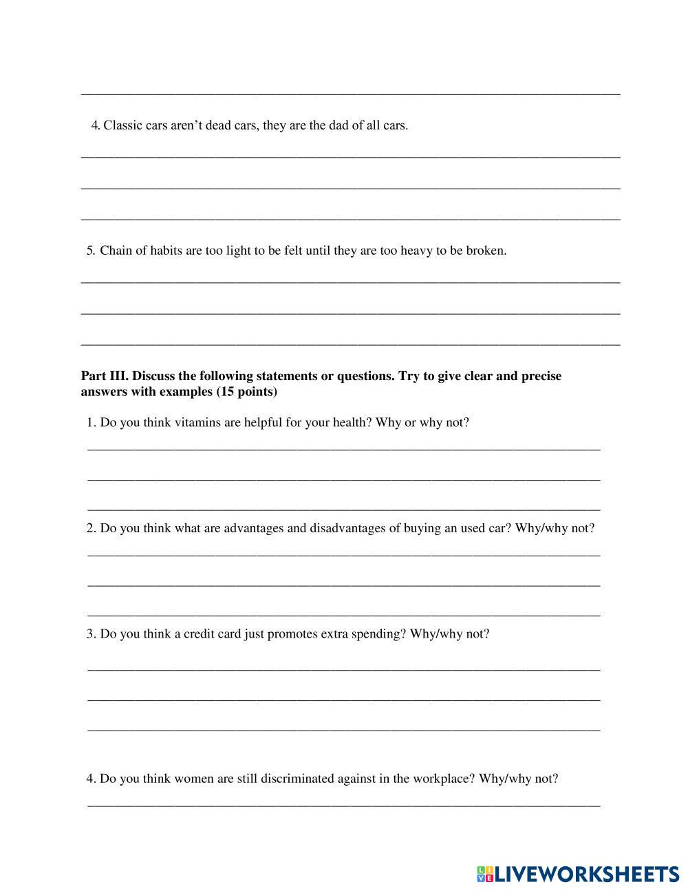 Express Yoursel… | Free Interactive Worksheets | 7755726