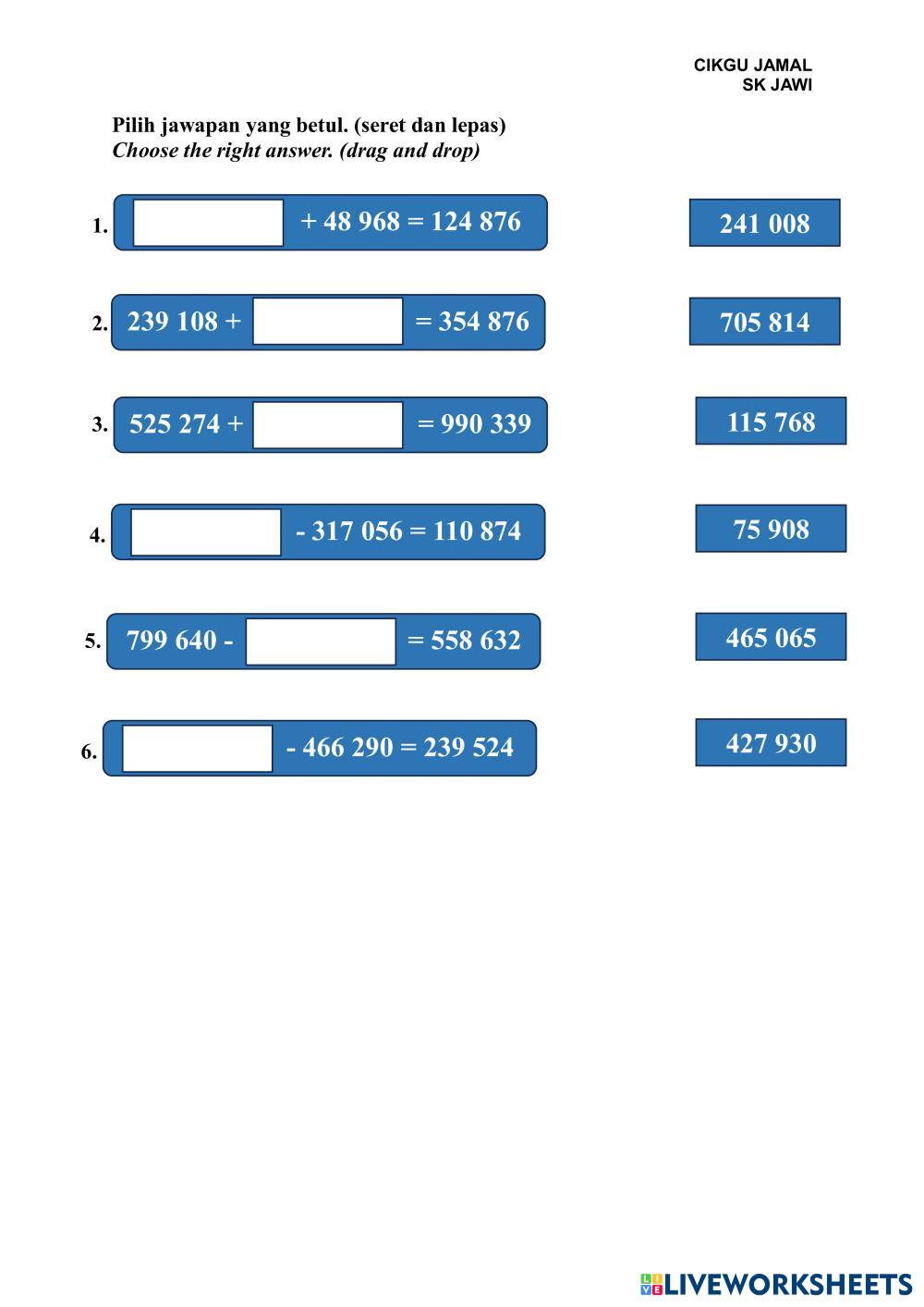 183963 | UNKNOWN VALUE ADDITION AND SUBTRACTION | MOHAMED