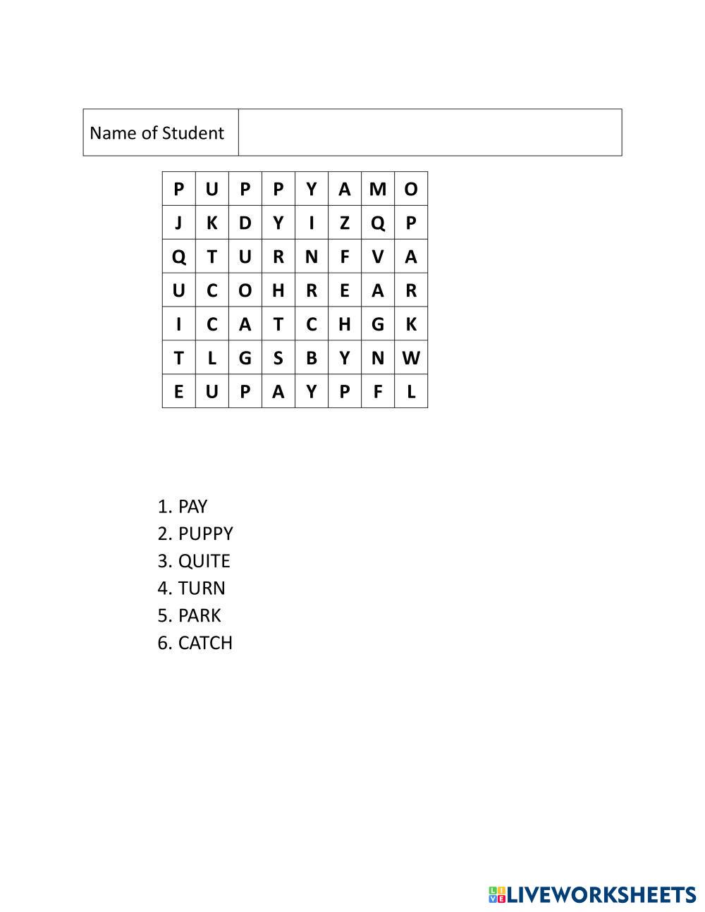 words | Live Worksheets