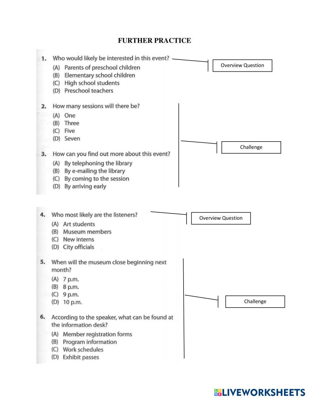 Further Practice - unit 9 | Live Worksheets