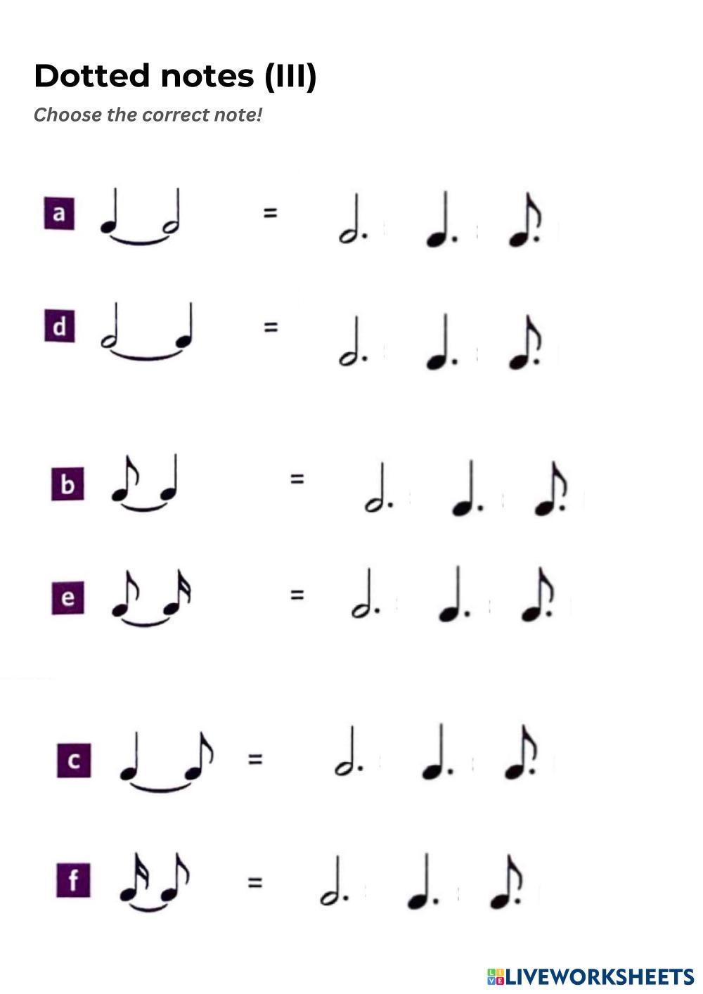 Dotted notes an… | Free Interactive Worksheets | 7759048