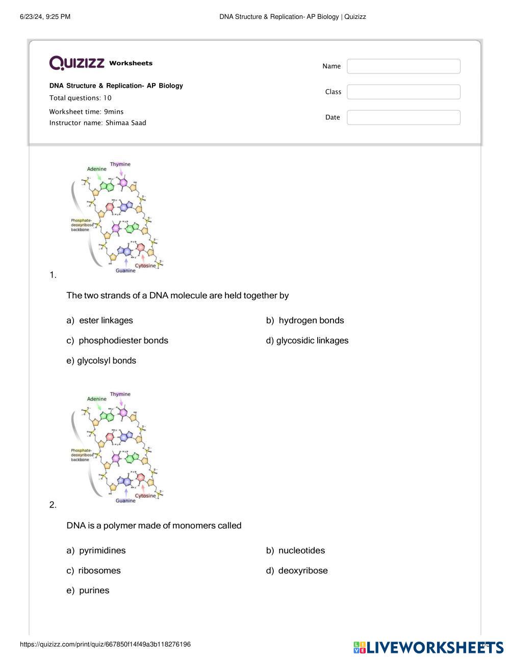biology 7760059 | SHIMAASAAD123 | Live Worksheets
