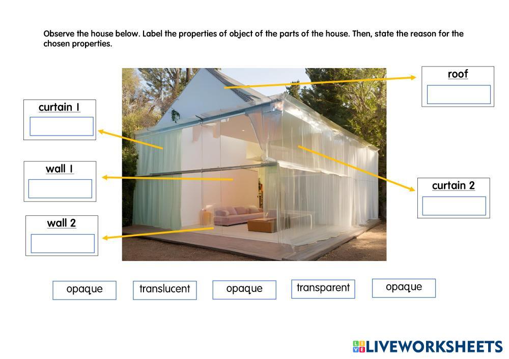 TRANSPARENT, TRANSLUCENT AND OPAQUE APPLICATION | Live Worksheets