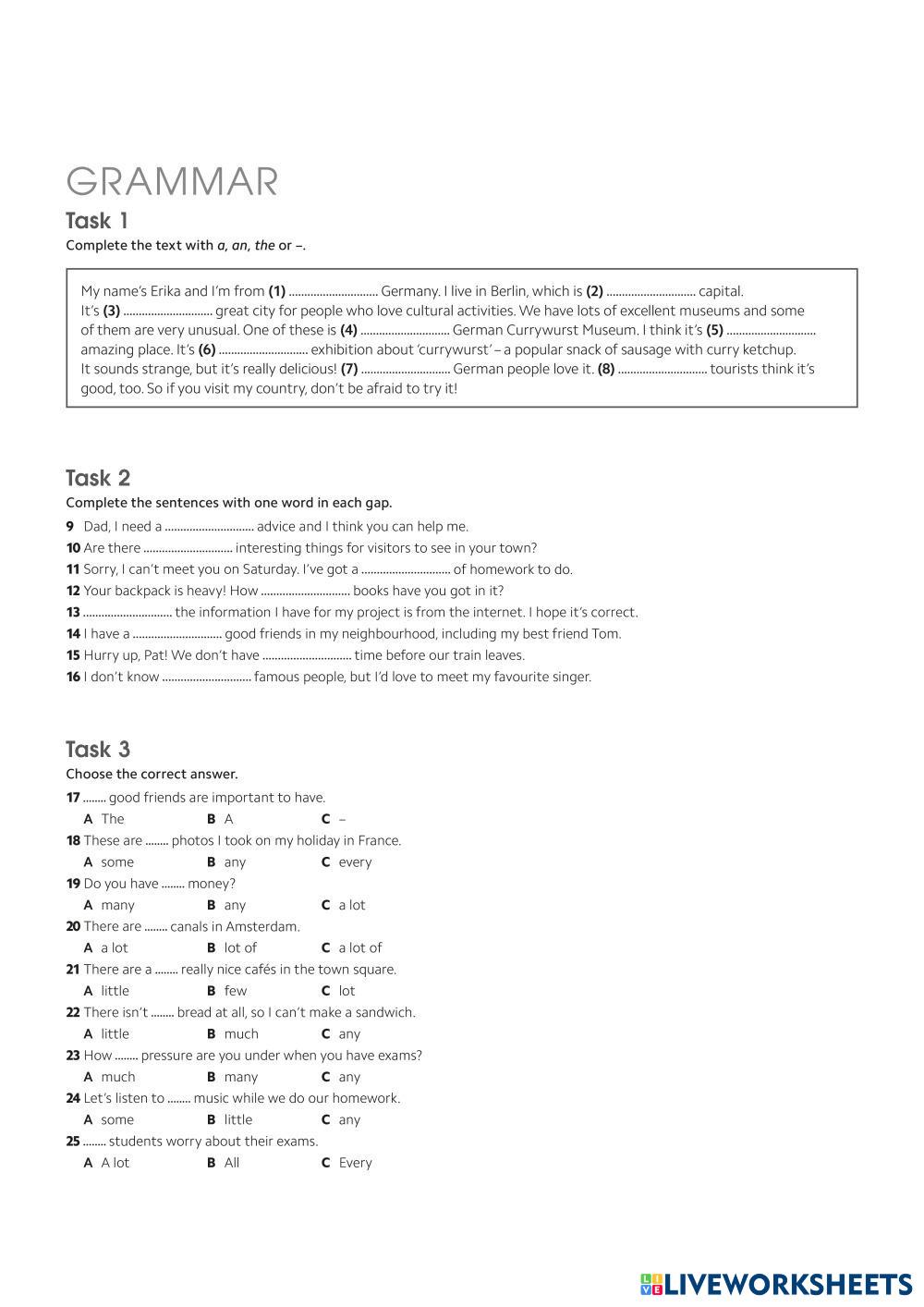 GE Grammar test… | Free Interactive Worksheets | 7763854