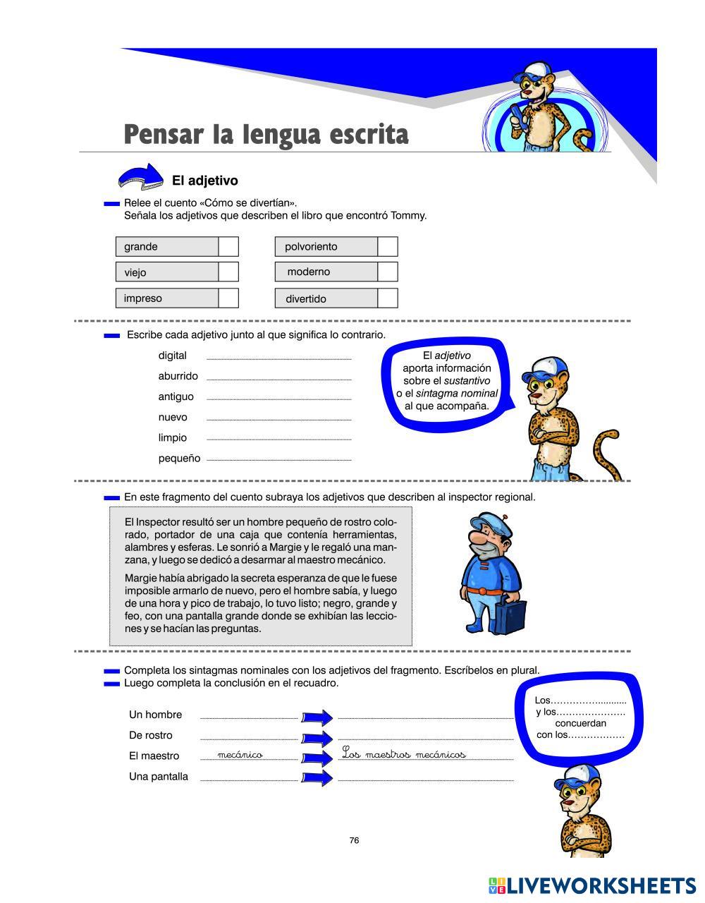 Pensar la lengua escrita - Página 76 del CLES | Live Worksheets