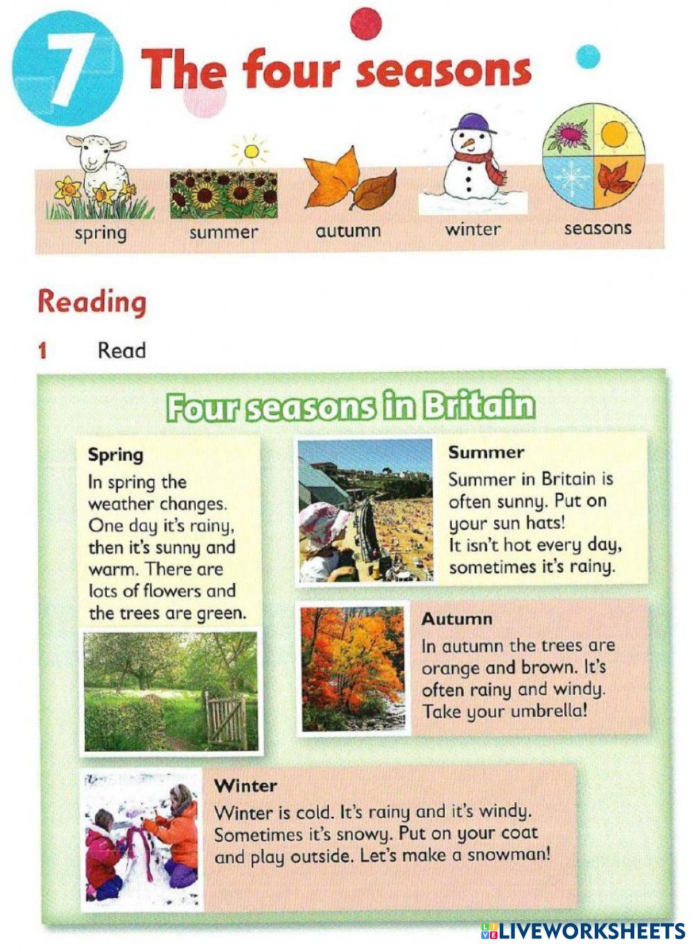 Module 4: Year In Year Out - Season (Reading Text) online exercise for ...