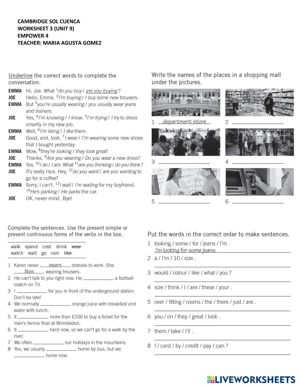 EMPOWER 4: WORKSHEET UNIT 9 | Live Worksheets