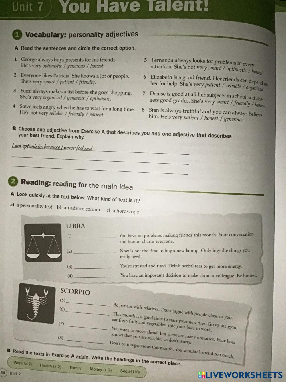 You have talent | Live Worksheets