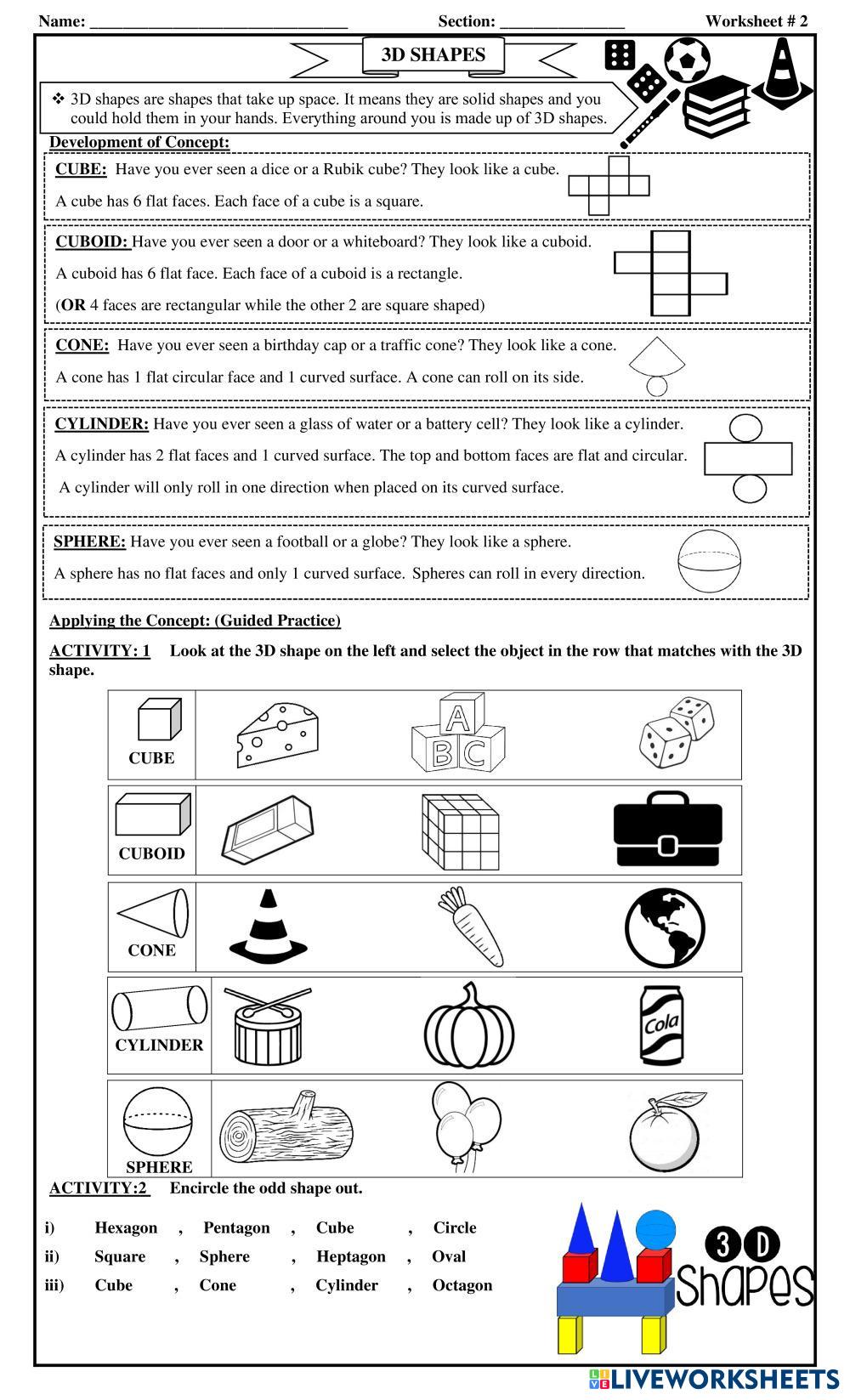 3D Shapes | Live Worksheets