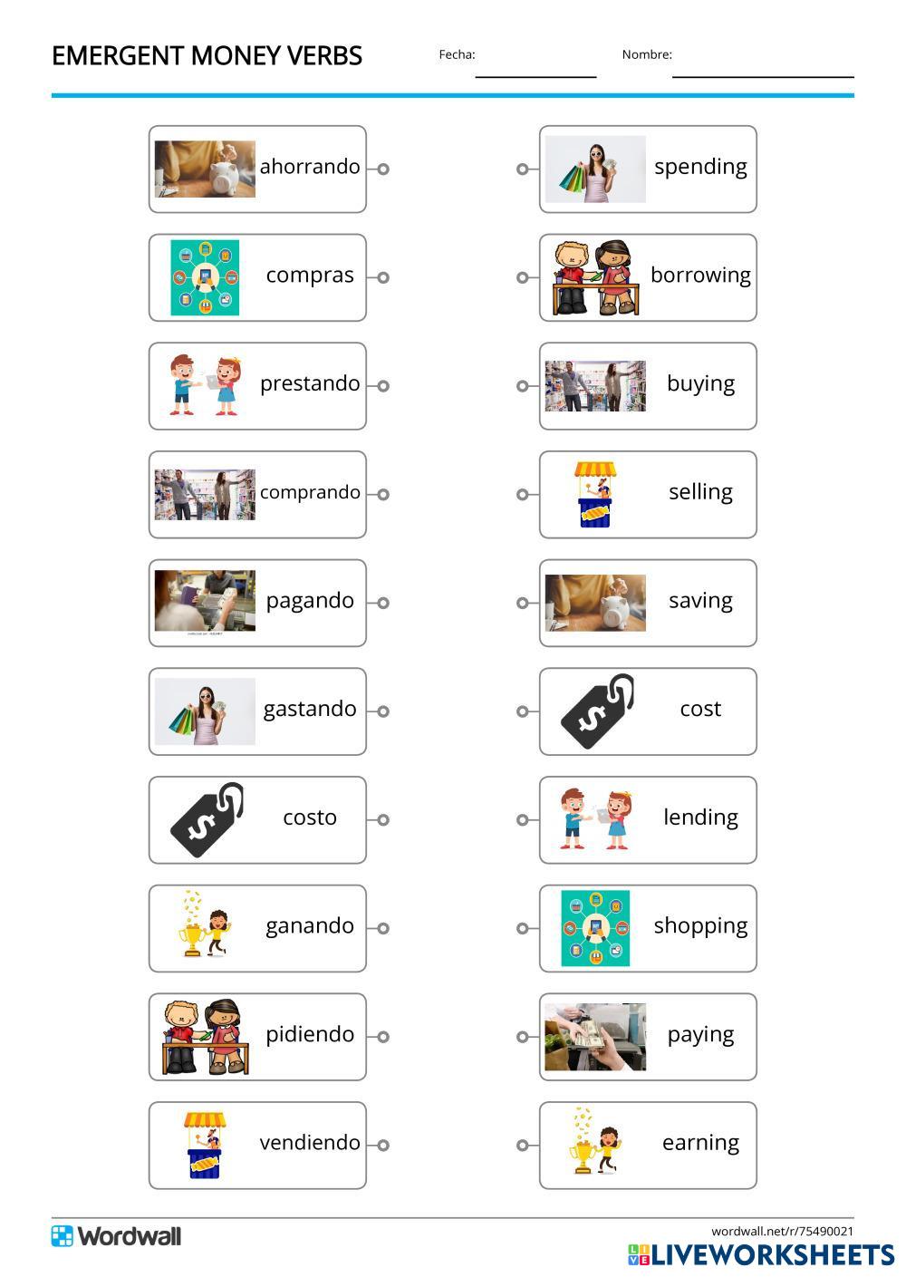 MONEY VERBS | Mary Aguilera | Live Worksheets