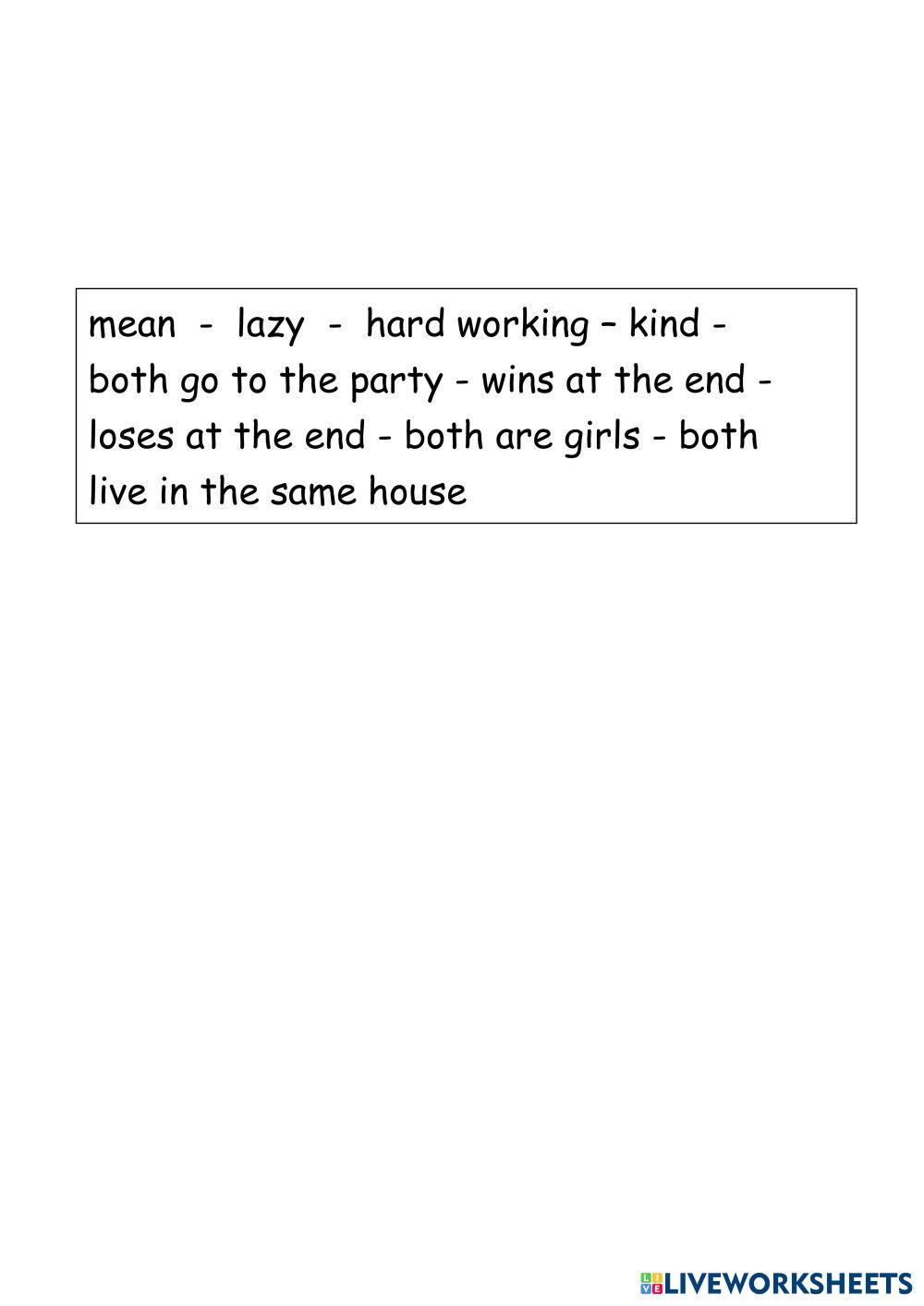 Compare and contrast | Live Worksheets