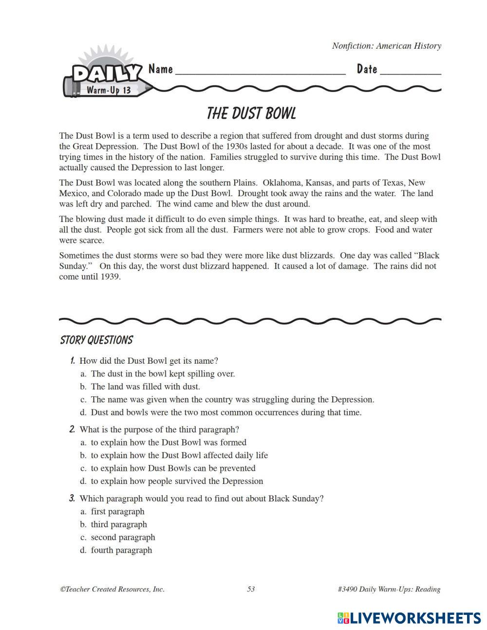 Daily 4 - Ameri… | Free Interactive Worksheets | 7769011