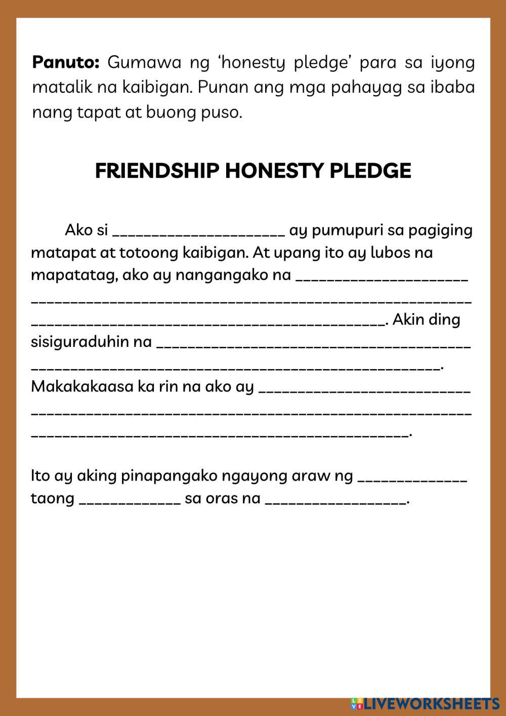 FRIENDSHIP HONE… | Free Interactive Worksheets | 7770447
