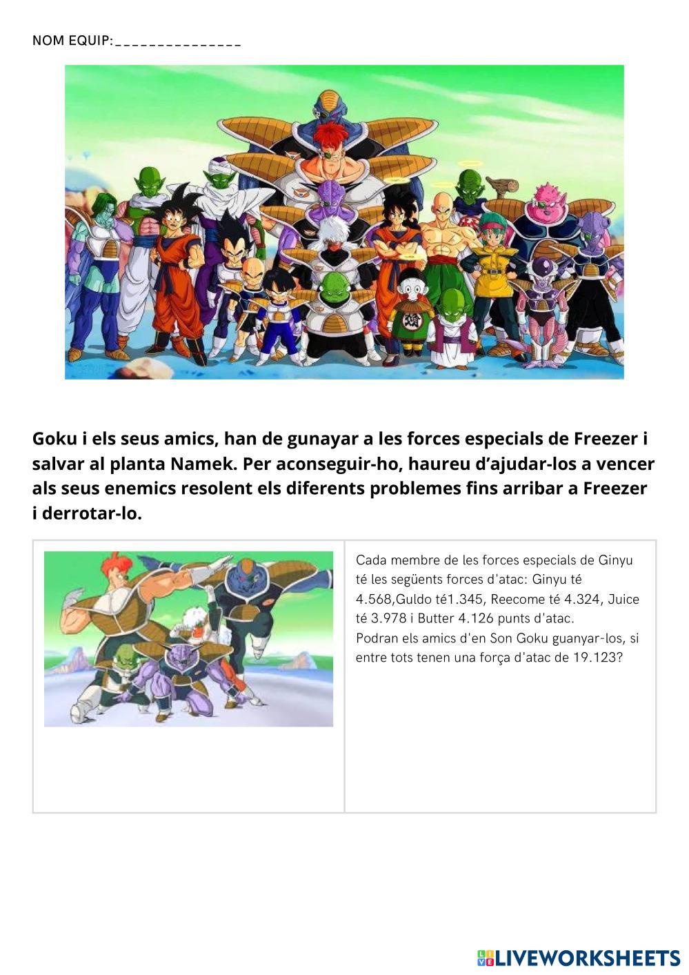 Ajudem a Goku!!! | artiescola | Live Worksheets