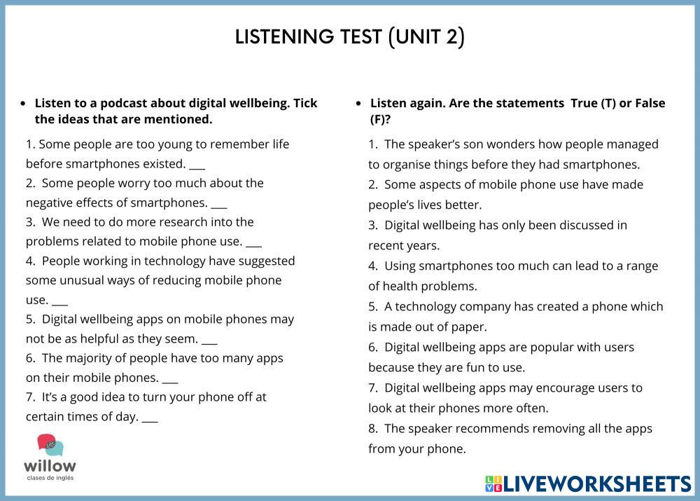 B2 - Listening … | Free Interactive Worksheets | 7770968