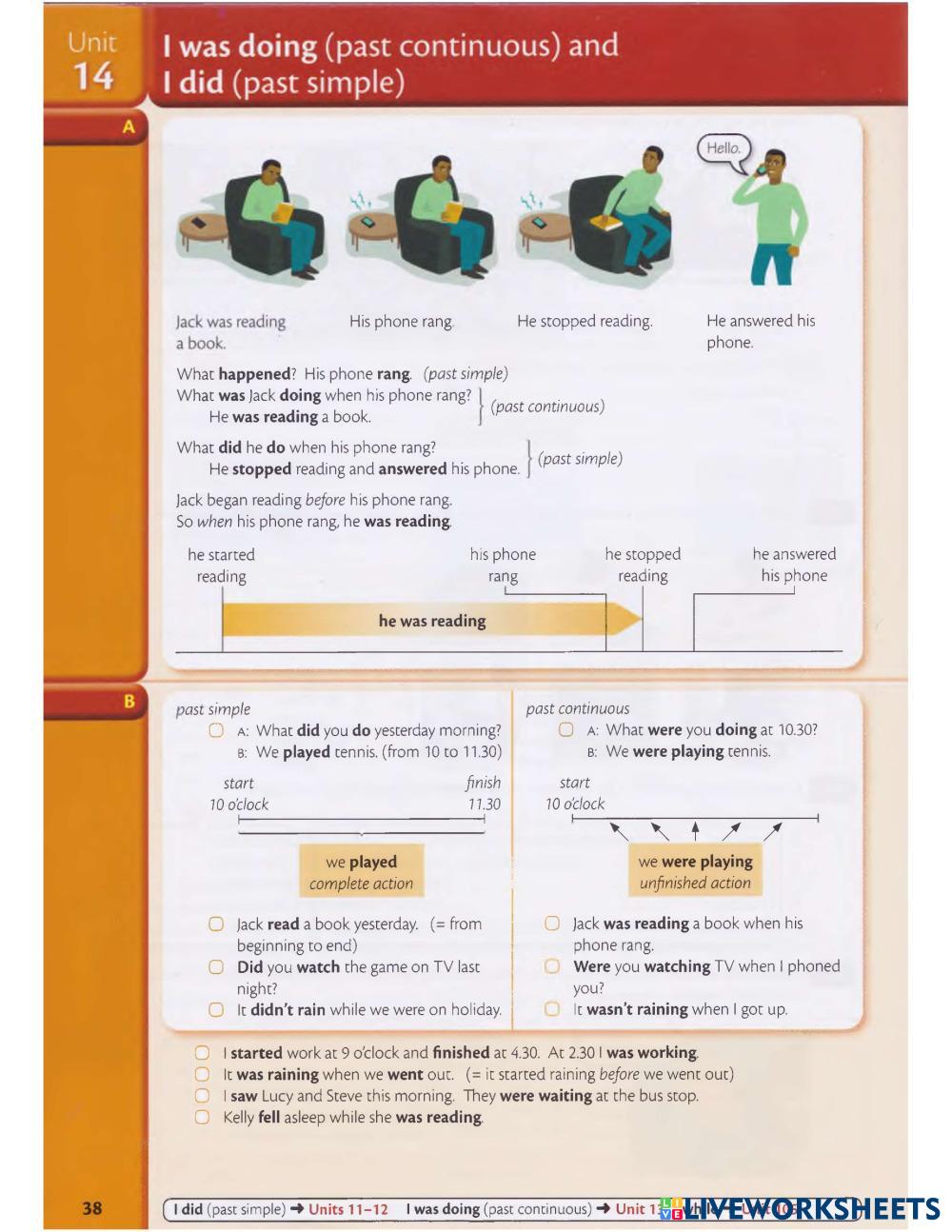 A.14: I was doing and I did | Live Worksheets