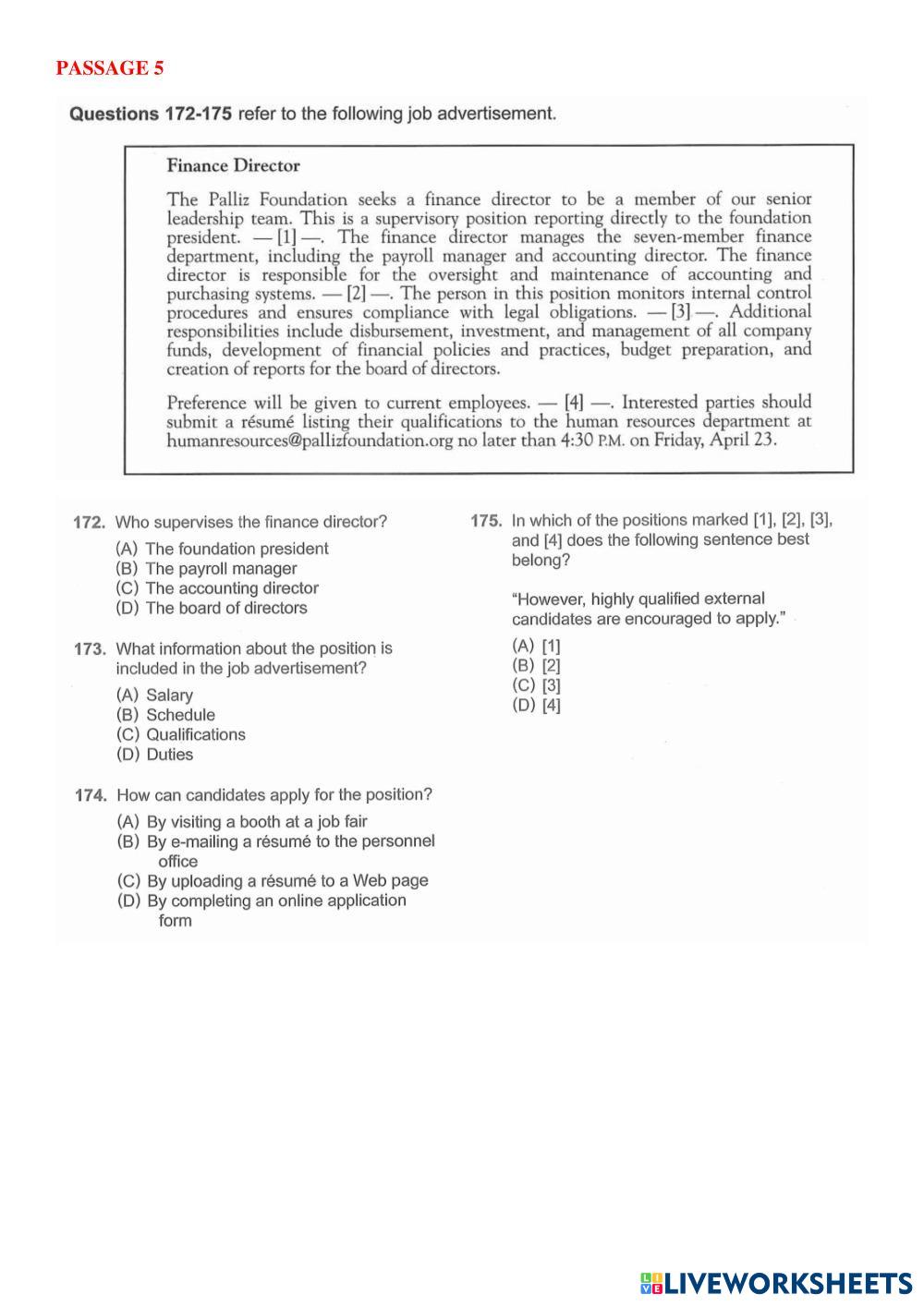 Toeic Reading P… | Free Interactive Worksheets | 7772821