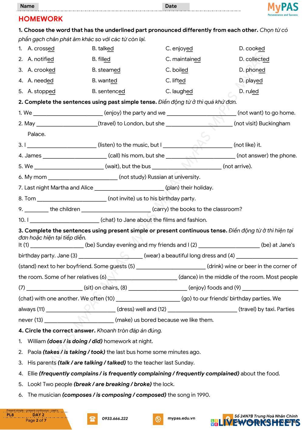 PL8 D2 Pres sim… | Free Interactive Worksheets | 7772864