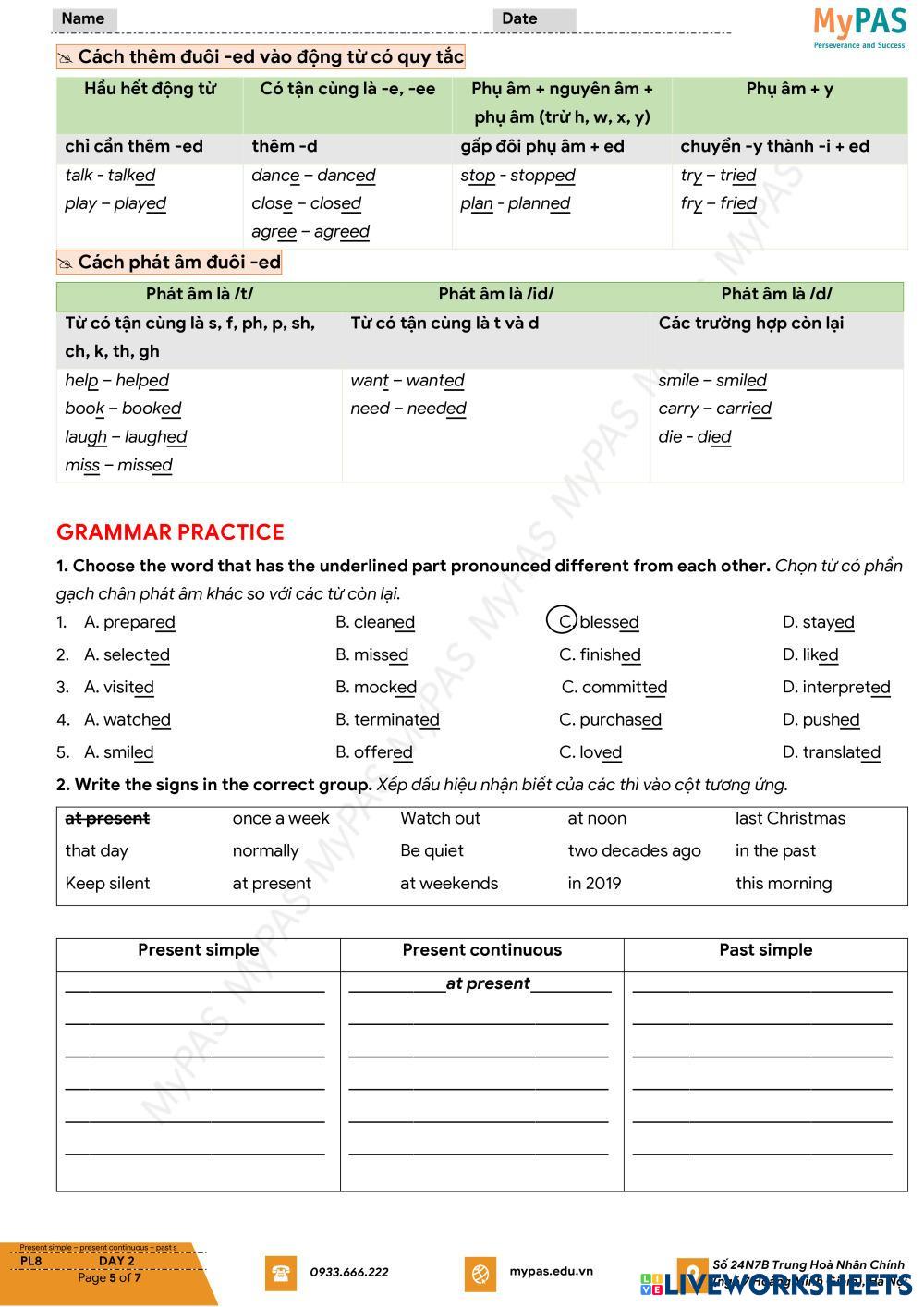 PL8 D2 Pres sim… | Free Interactive Worksheets | 7772864