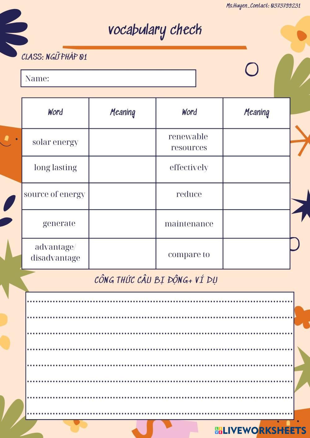 7774339 | VOCABULARY CHECK | LE THU HUYEN