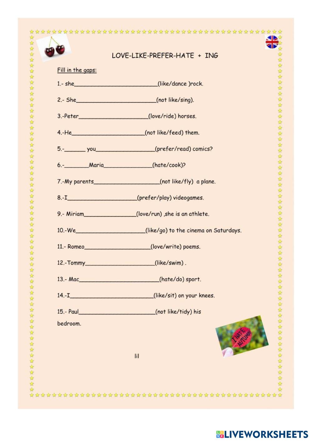 Likes and dislikes | Live Worksheets
