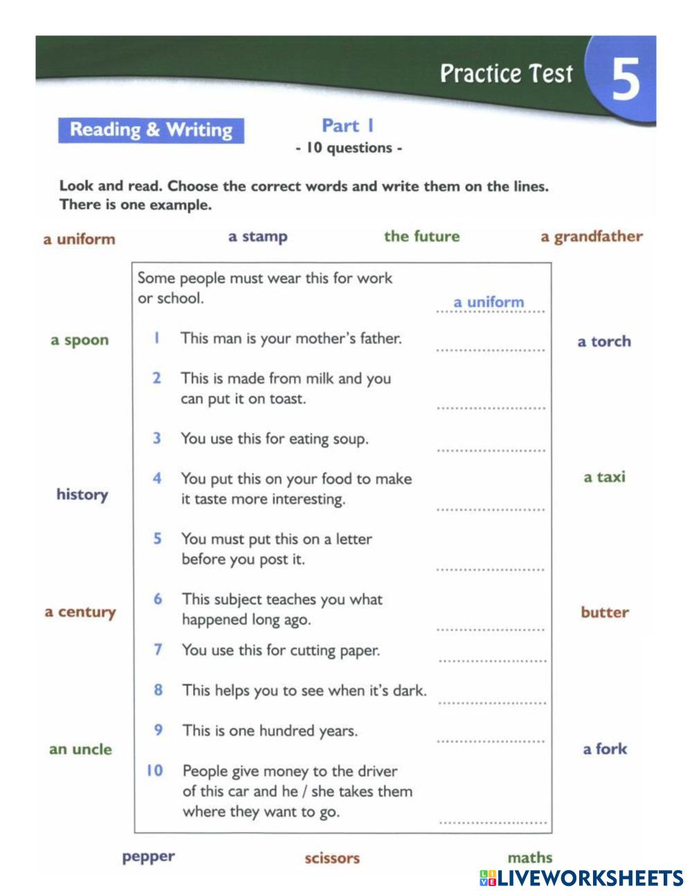 Test 5 reading part 1, 2, 3 - Succeed in | Live Worksheets