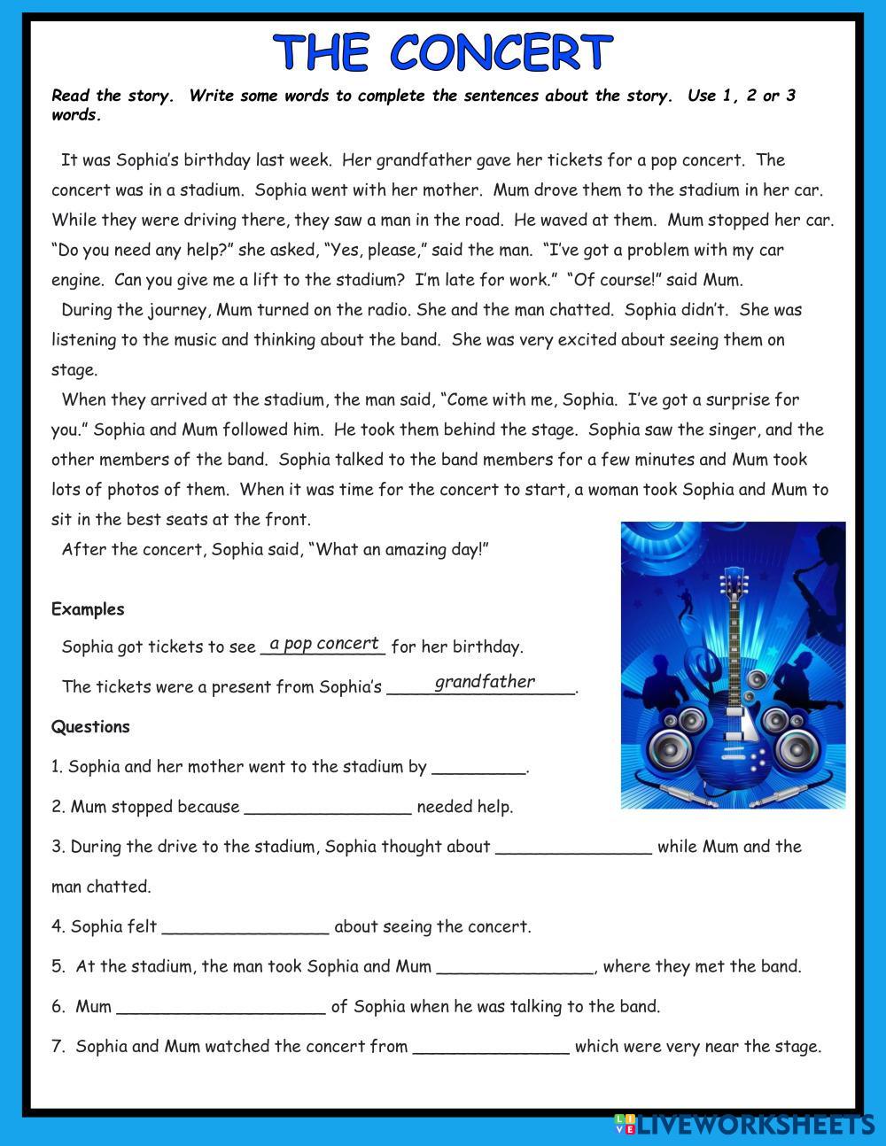 The Concert A2 … | Free Interactive Worksheets | 7770155