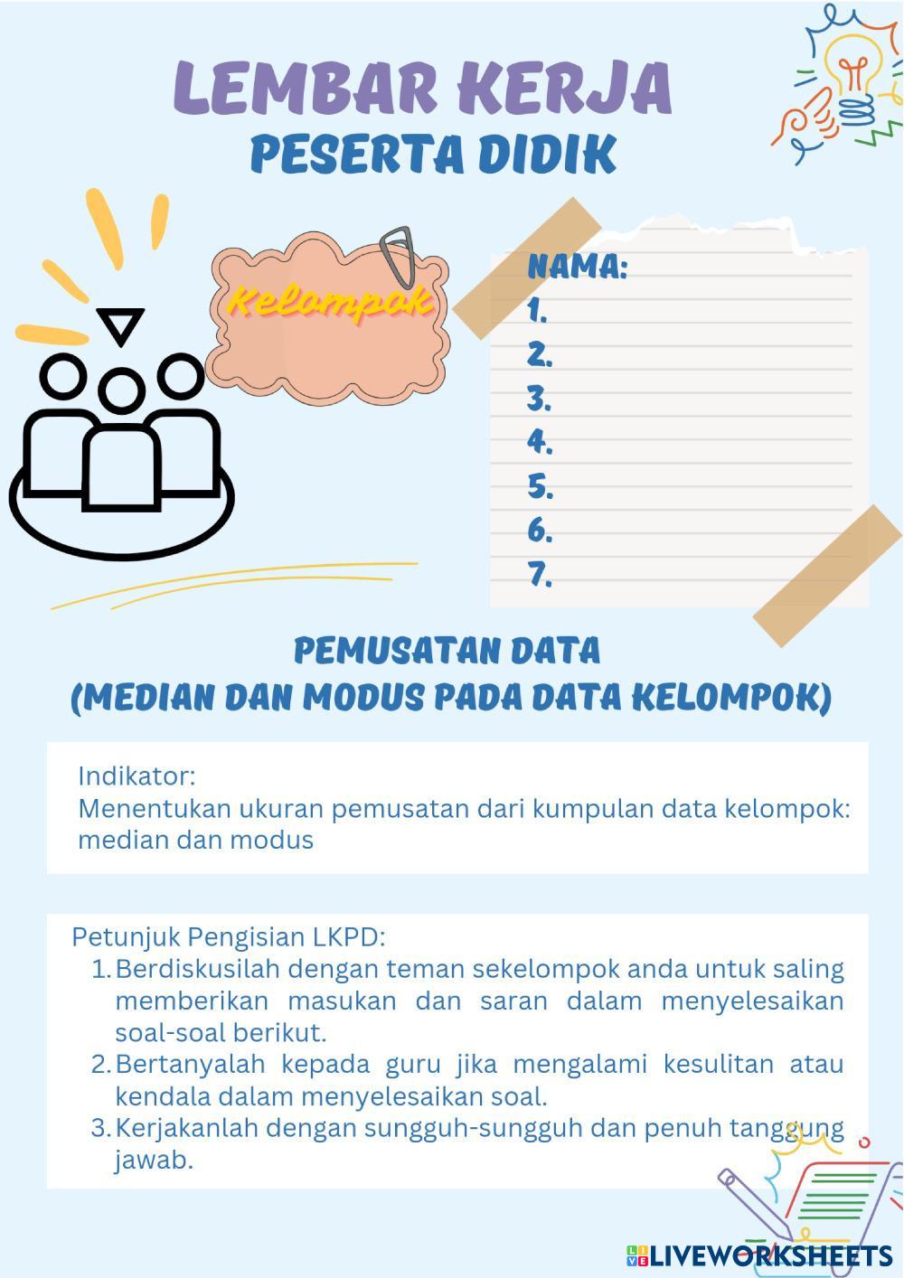 Modus dan Media… | Free Interactive Worksheets | 7778387