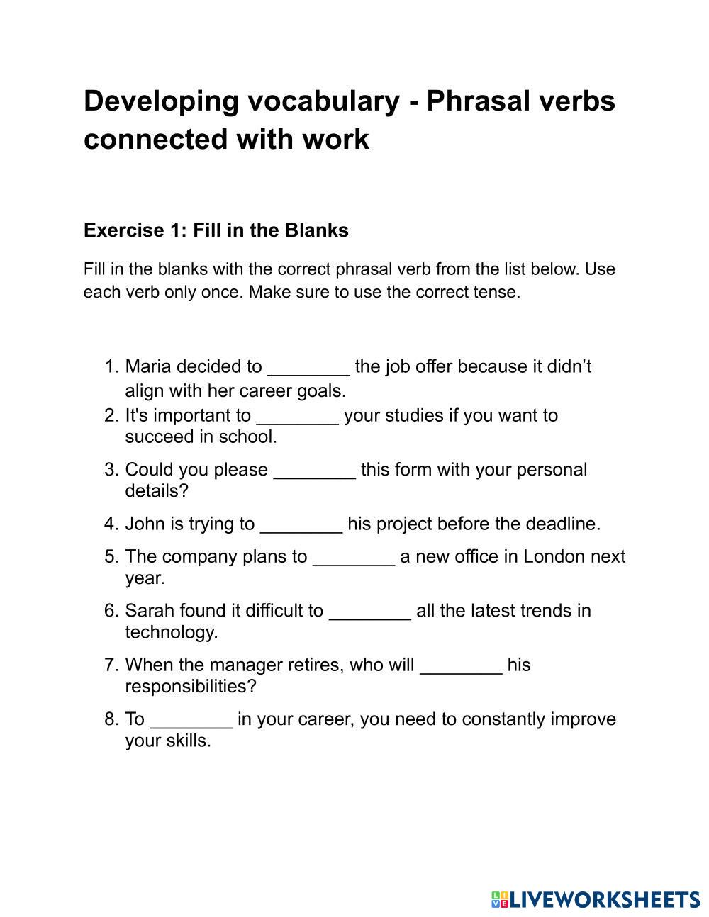 Phrasal verbs connected with work | English with Art
