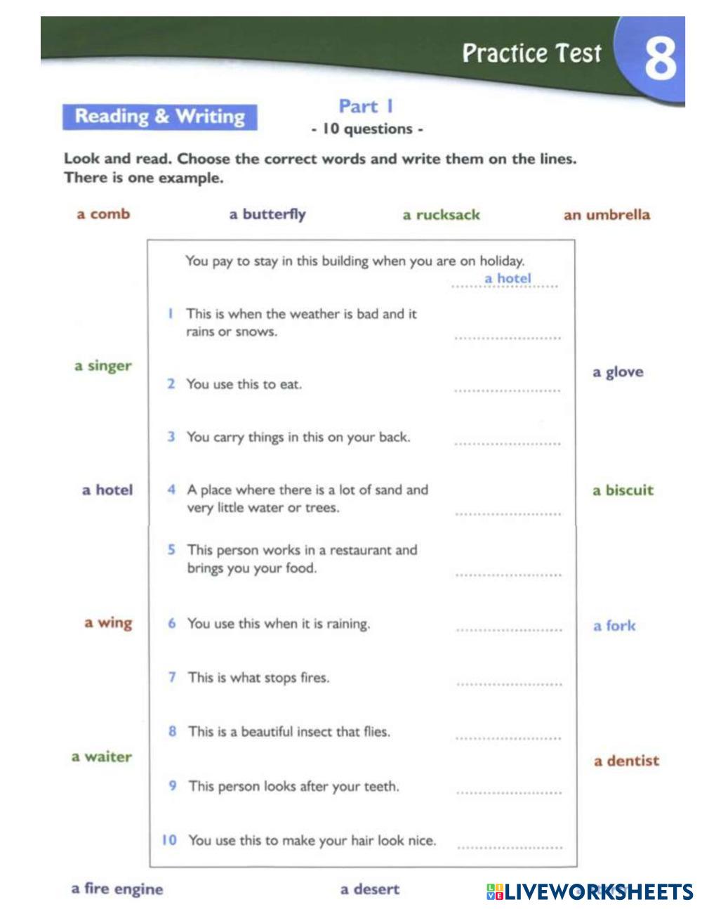 Test 8 reading part 1, 2, 3 - Succeed in | Live Worksheets