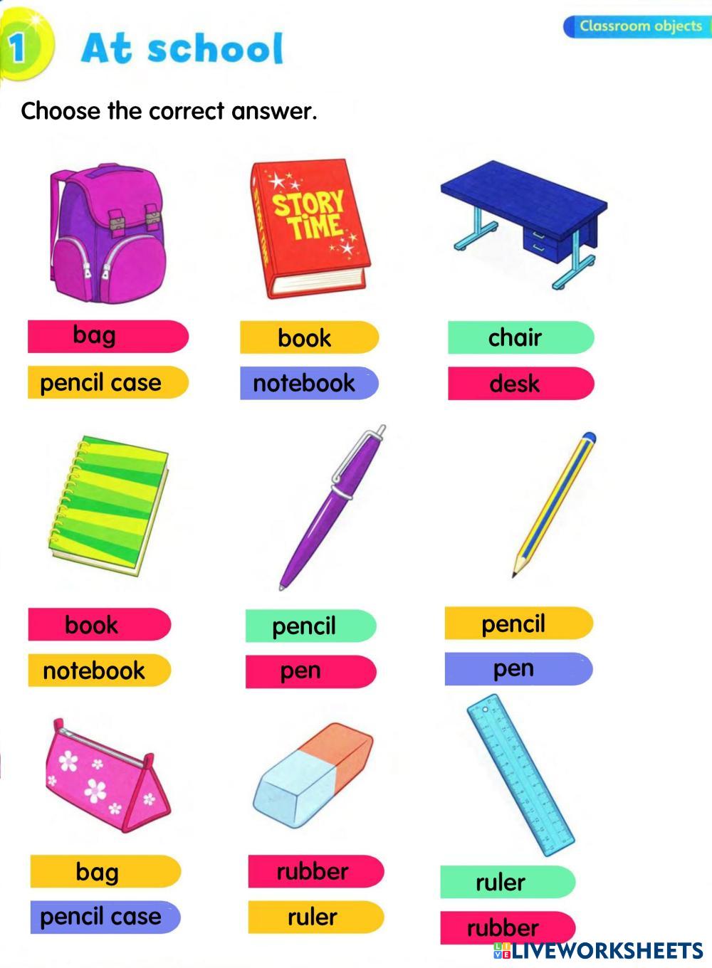 Unit 1: At School - Classroom Objects | Live Worksheets