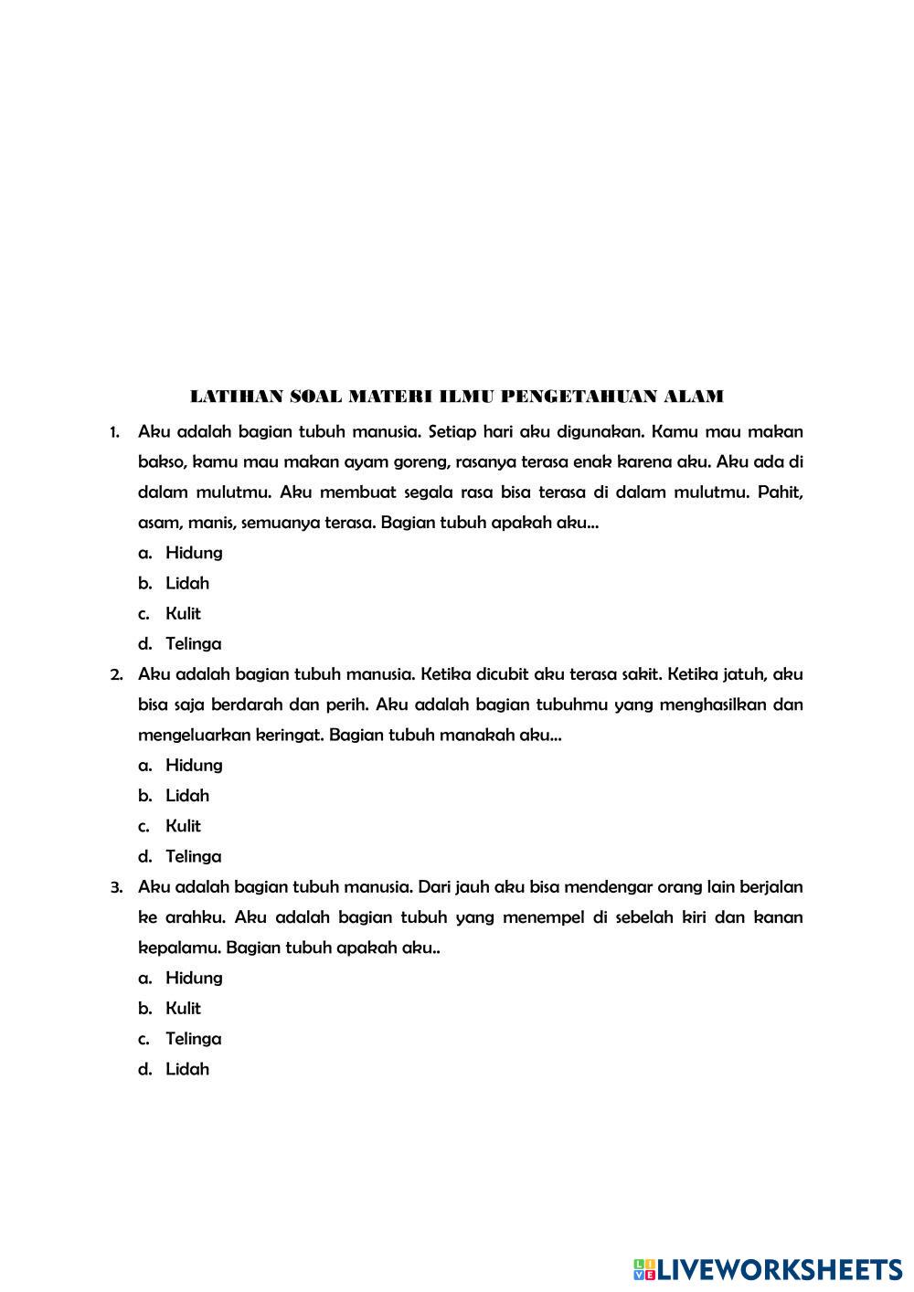 Latihan soal | Live Worksheets