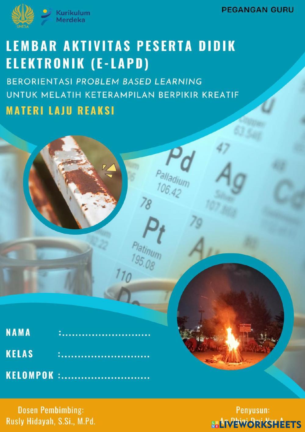 E-LAPD Berorientasi PBL Laju Reaksi Sub: Faktor