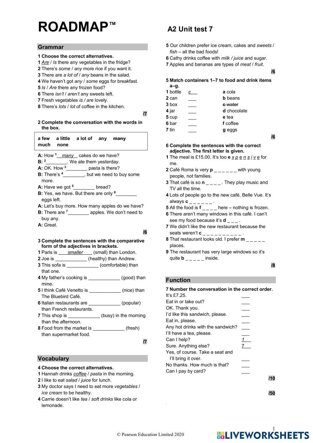 Roadmap A2 - Un… | Free Interactive Worksheets | 7783610