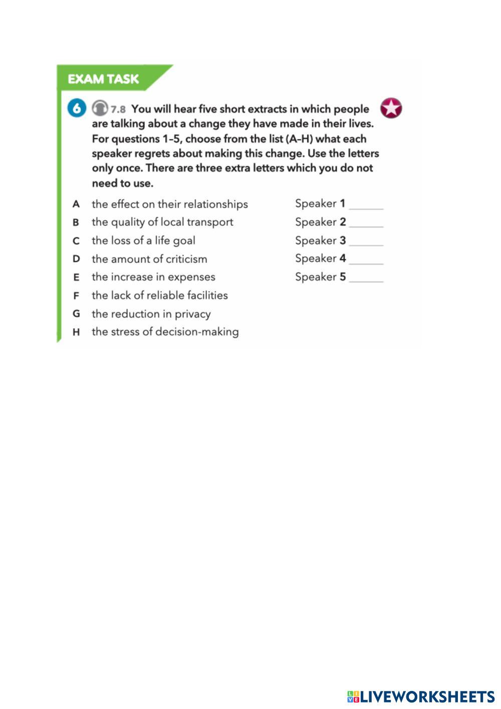 Listening B2 | Free Interactive Worksheets | 7783679